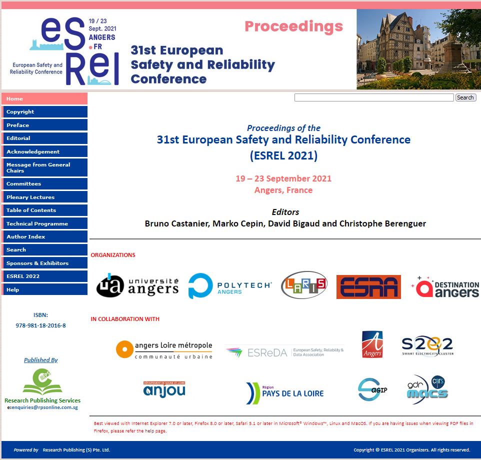 ESREL 2023 – Research Publishing, Singapore (RPS)